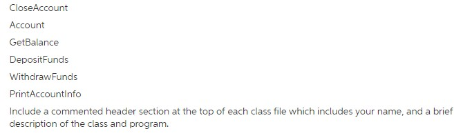Solved in Java (Ecilpse program Bank Program. Write a | Chegg.com
