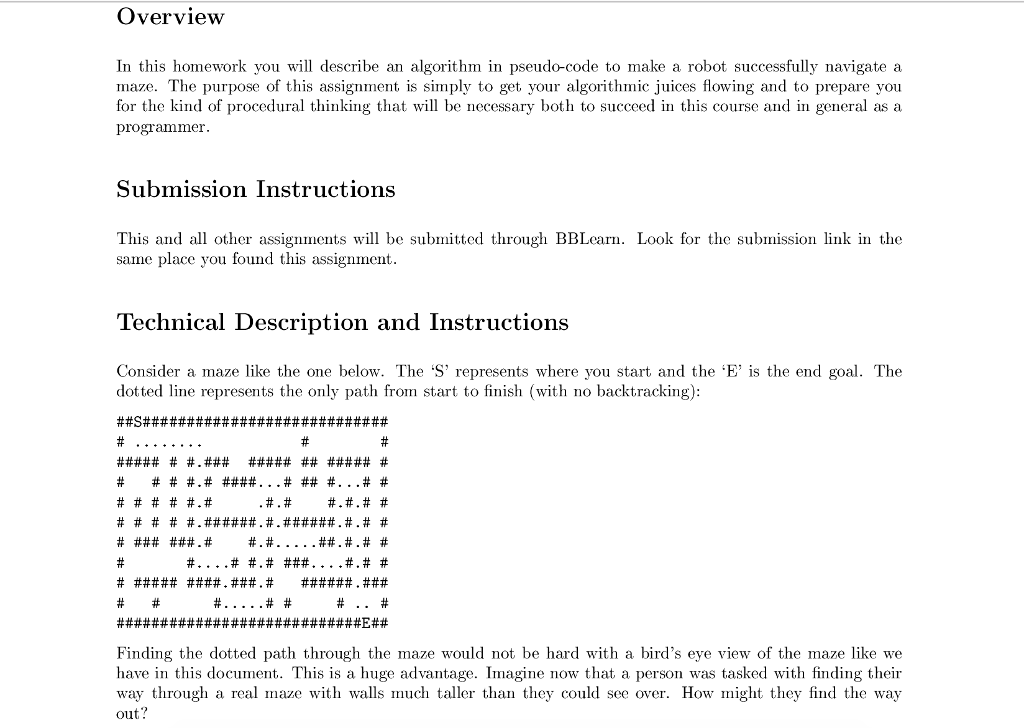 Solved Overview In this homework you will describe an | Chegg.com