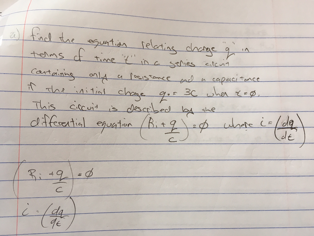 Solved Find the equation relating charge "q" in terms of | Chegg.com