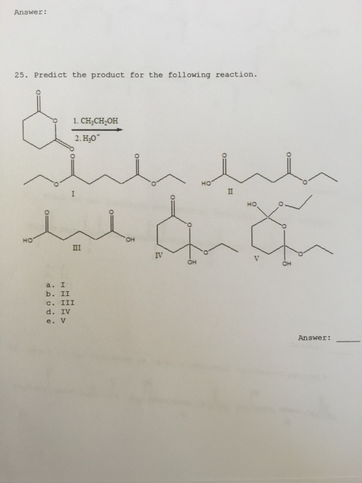Solved Predict the product for the following reaction | Chegg.com