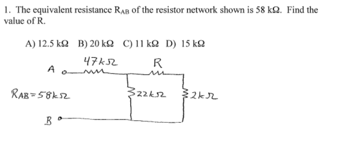 Solved 1. The equivalent resistance RAB of the resistor | Chegg.com