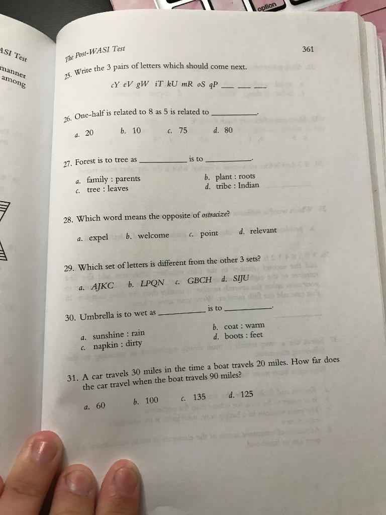 Solved SI Tes The Post-WASI Test 361 re the 3 pairs of | Chegg.com