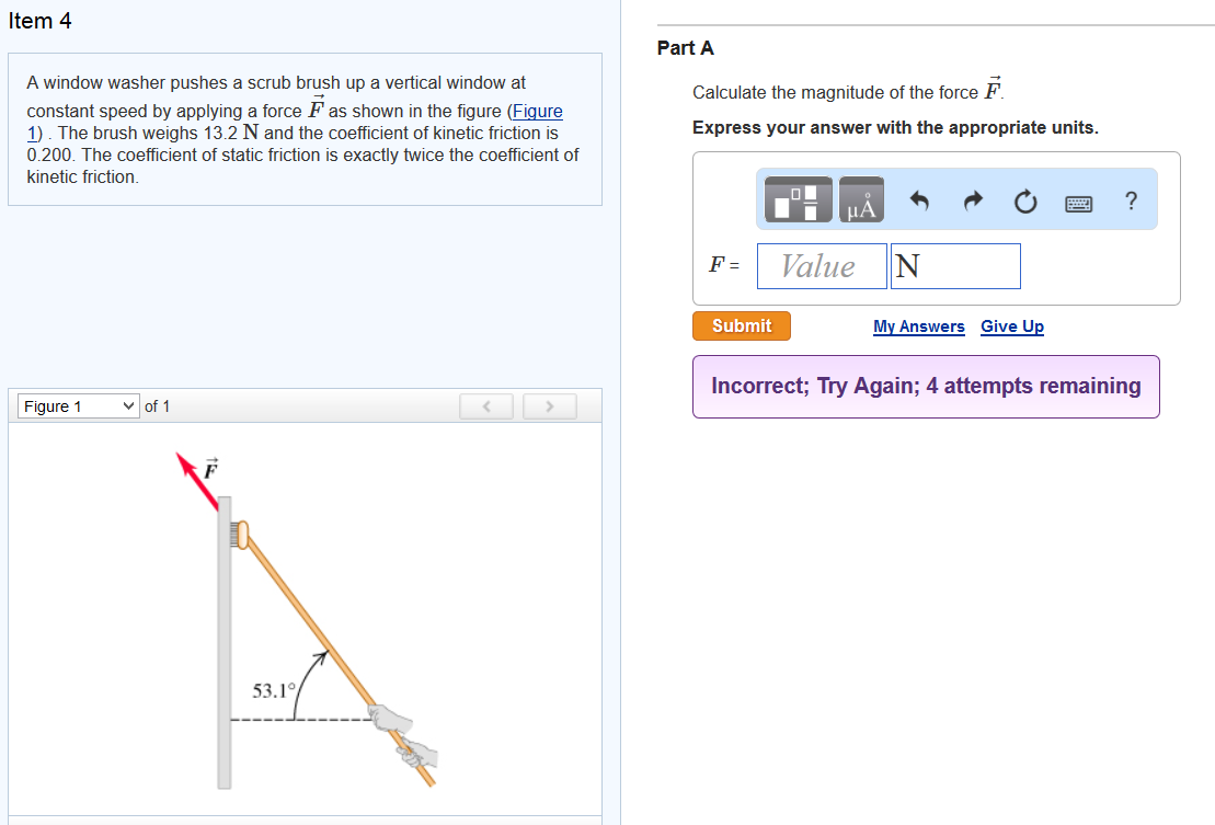 Solved tem 4 Part A A window washer pushes a scrub brush up | Chegg.com
