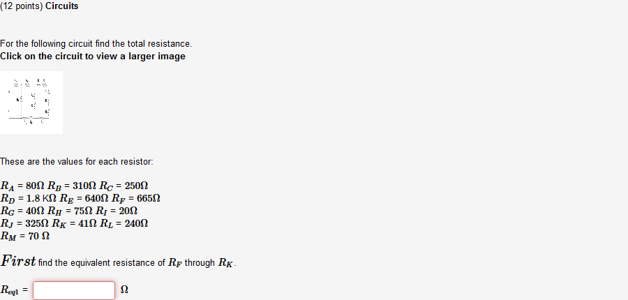 Solved (12 points) Circuits For the following circuit find | Chegg.com