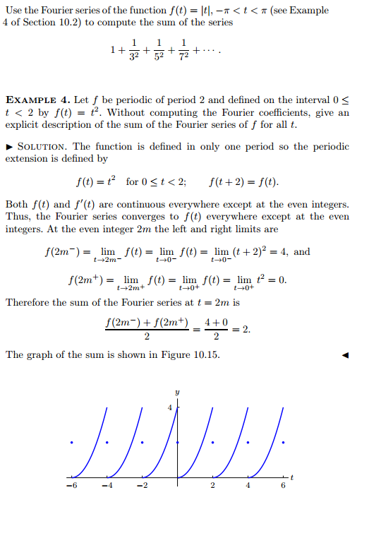 Solved Use the Fourier series of the function (see Example | Chegg.com