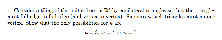 Consider a tiling of the unit sphere in R3 by | Chegg.com
