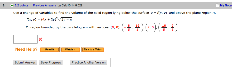 Solved Use a change of variables to find the volume of the | Chegg.com