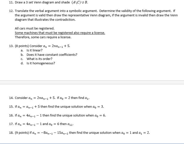 Solved 1. 2. 3. Write the following set in descriptive form: | Chegg.com