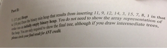 Solved Draw The Binary Min Heap That Results From Inserting 4217