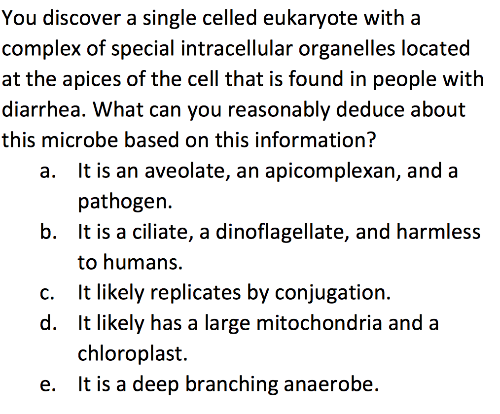 Solved You discover a single celled eukaryote with a complex | Chegg.com