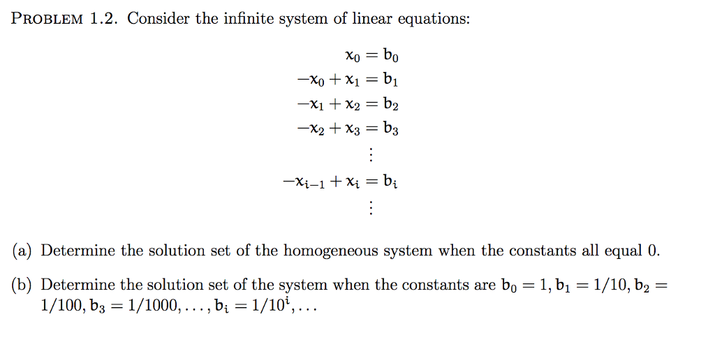 Solved Problem 1 2 Consider The Infinite System Of Linear