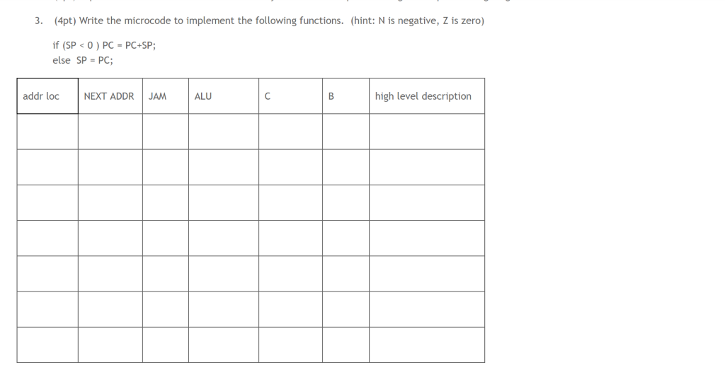 Write the microcode to implement the following | Chegg.com