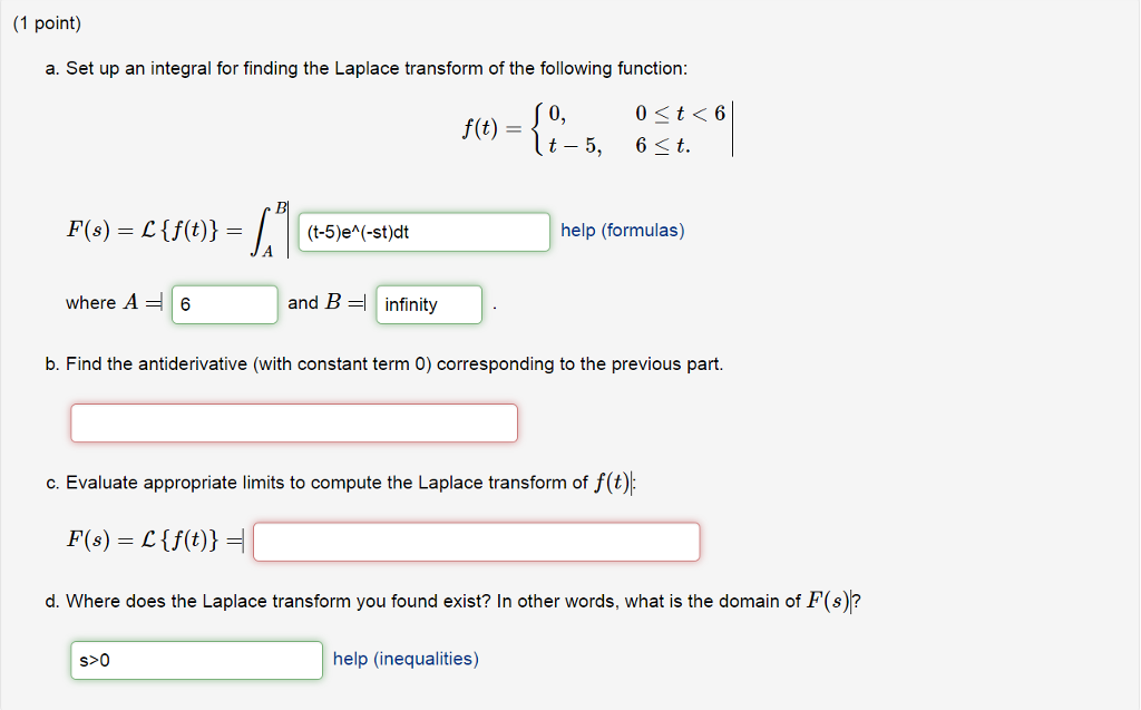 Solved Set up an integral for finding the Laplace transform | Chegg.com