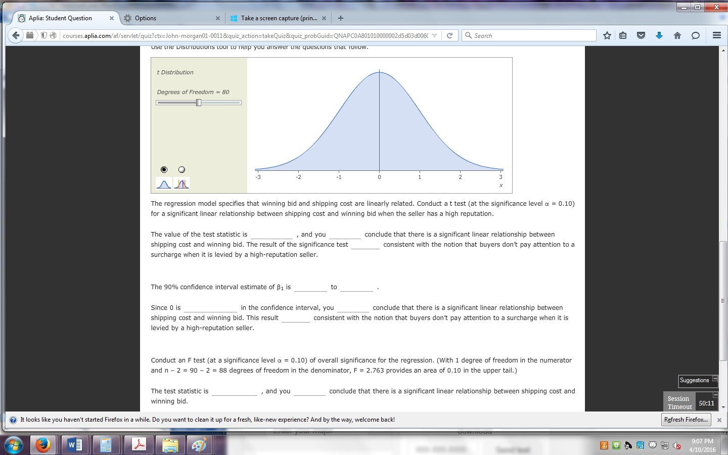 Solved The regression model specifies that winning bid and | Chegg.com