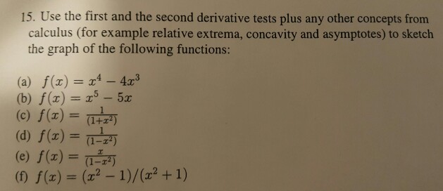 Solved 15. Use the first and the second derivative tests | Chegg.com