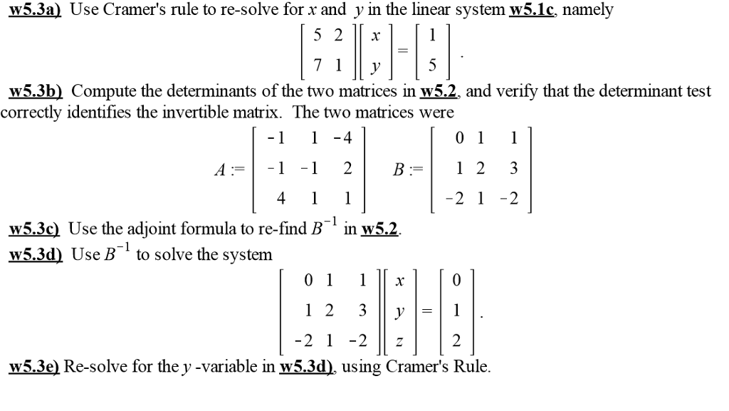 Solving With Matrices Cramers Rule