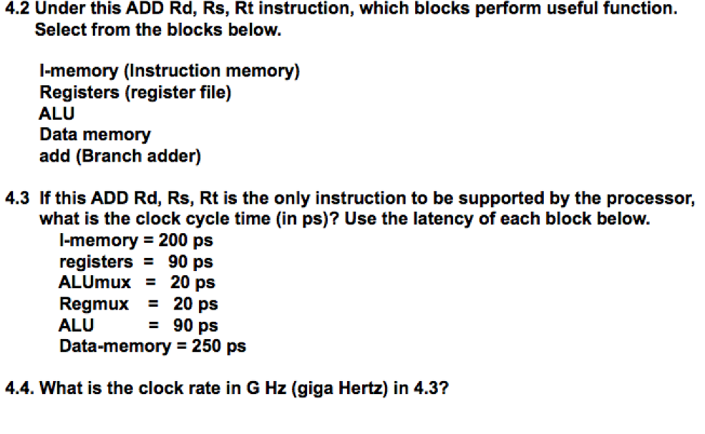 Solved 4.2 Under this ADD Rd, Rs, Rt instruction, which | Chegg.com