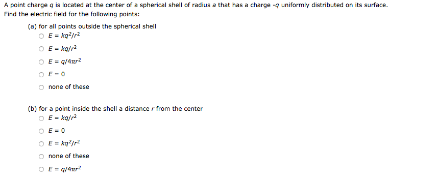Solved A point charge q is located at the center of a | Chegg.com