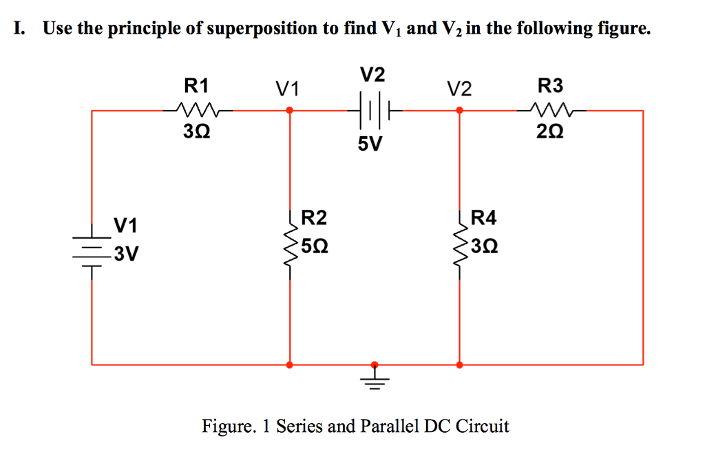 Solved Use the principle of superposition to find V_1 and | Chegg.com