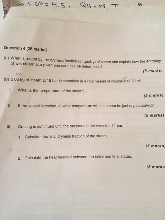 Solved What is meant by the dryness fraction (or quality) of | Chegg.com