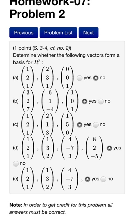 Solved Determine whether the following vectors form a basis | Chegg.com