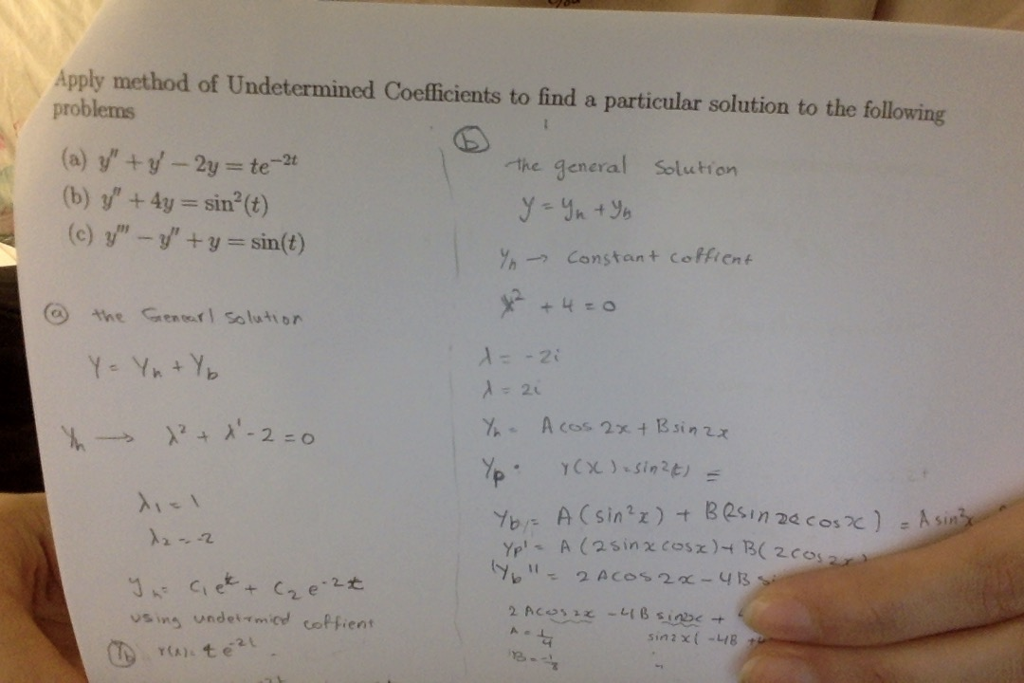 Solved Apply method of Undetermined Coefficients to find a | Chegg.com