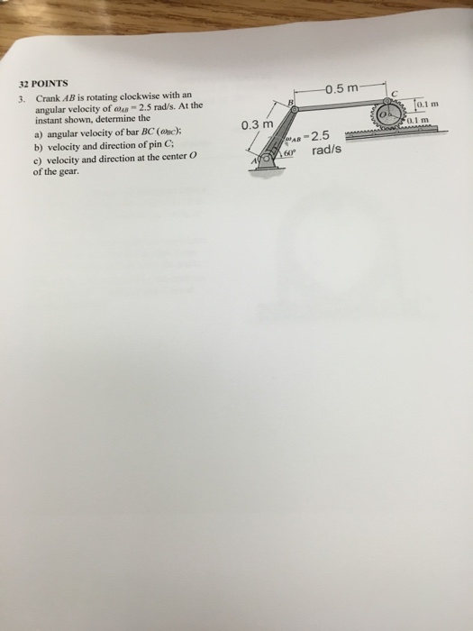 Solved Crank AB is rotating clock wise with an angular | Chegg.com