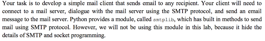 Solved Your task is to develop a simple mail client that | Chegg.com