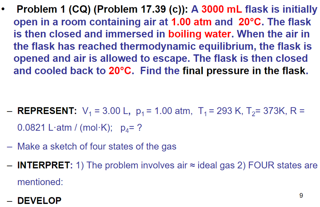 Solved Problem 1 (CQ) (Problem 17.39 (c)): A 3000 mL flask | Chegg.com