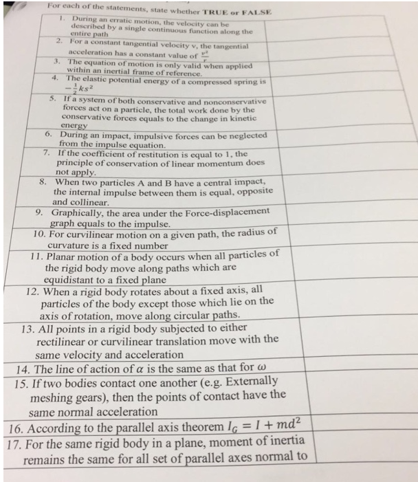 Solved each of the statements, state whether TRUE or FALSE | Chegg.com