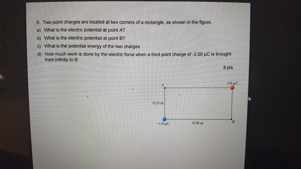 Solved Two point charges are located at two corners of a | Chegg.com