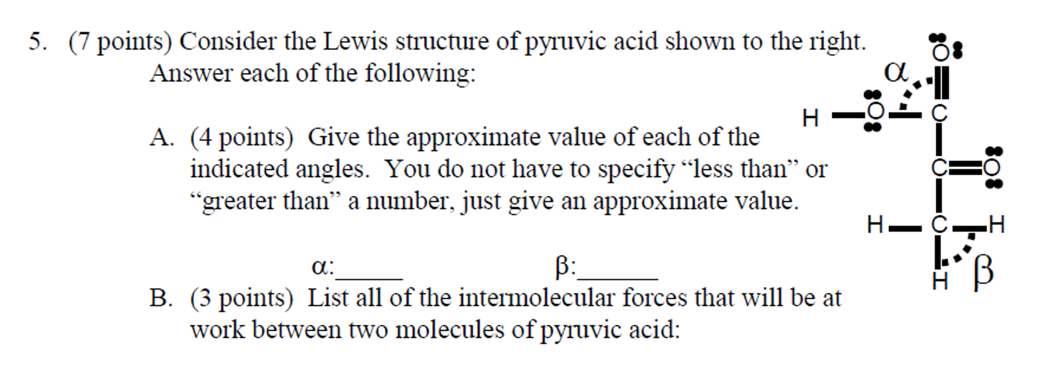 Consider the Lewis structure of pyruvic acid shown to | Chegg.com