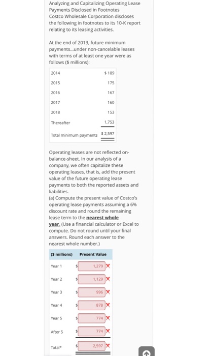 Solved Analyzing and Capitalizing Operating Lease Payments | Chegg.com