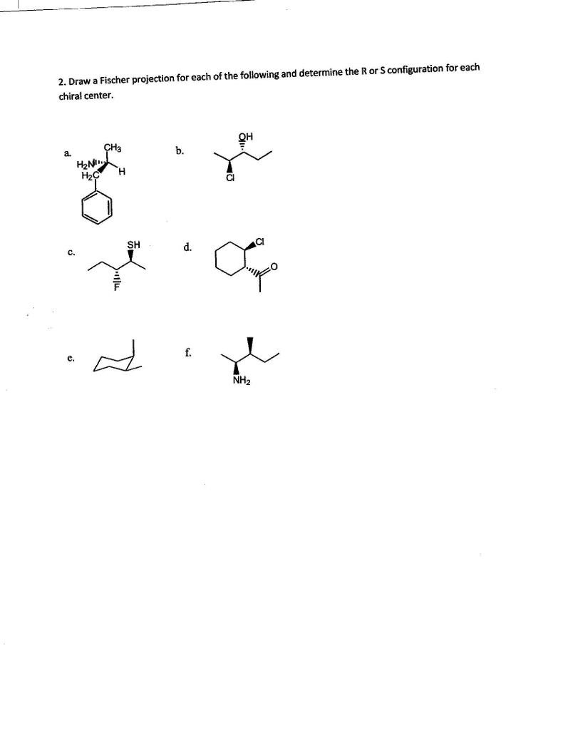 Draw a Fischer projection for each of the following | Chegg.com