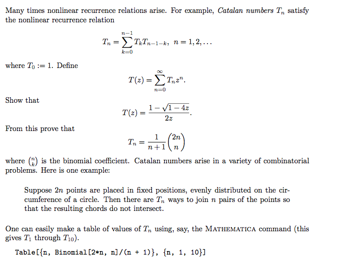 Many times nonlinear recurrence relations arise. For | Chegg.com
