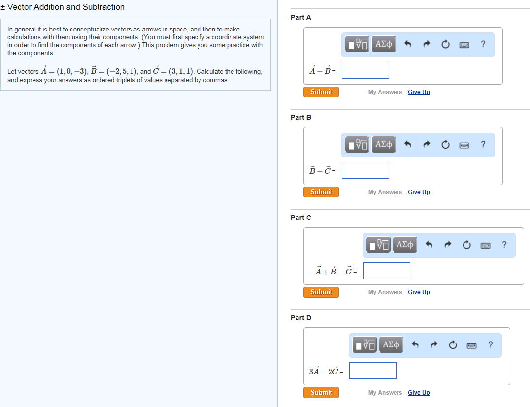 Solved +- Vector Addition and Subtraction In general it is | Chegg.com