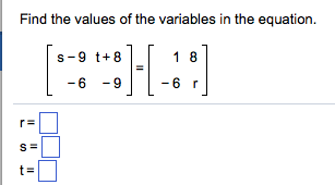 Solved Find the values of the variables in the equation. s-9 | Chegg.com