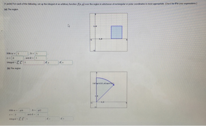 Solved For each of the following, set up the Integral of an | Chegg.com