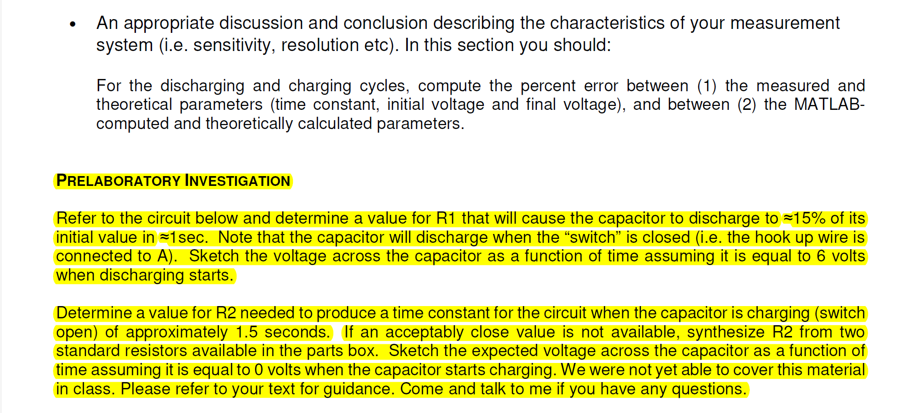 Solved Laboratory 3 - Single Time Constant (STC) Electrical | Chegg.com