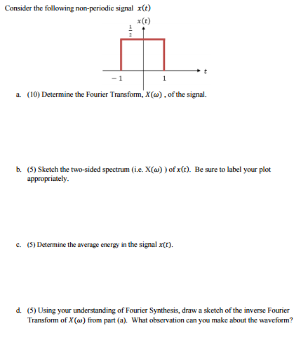Solved Consider the following non-periodic signal x(t) (10) | Chegg.com