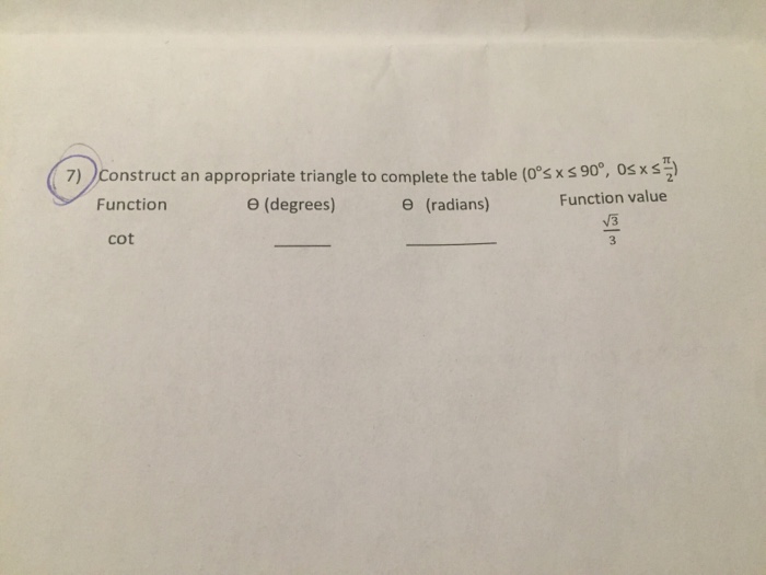 Solved Construct an appropriate triangle to complete the | Chegg.com