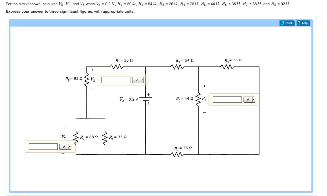 Solved For the circuit shown, calculate V_5, V_7 and V_8 | Chegg.com