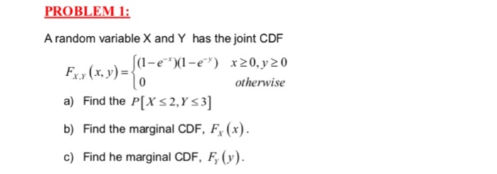 Solved A random variable X and Y has the joint CDF F_X, | Chegg.com