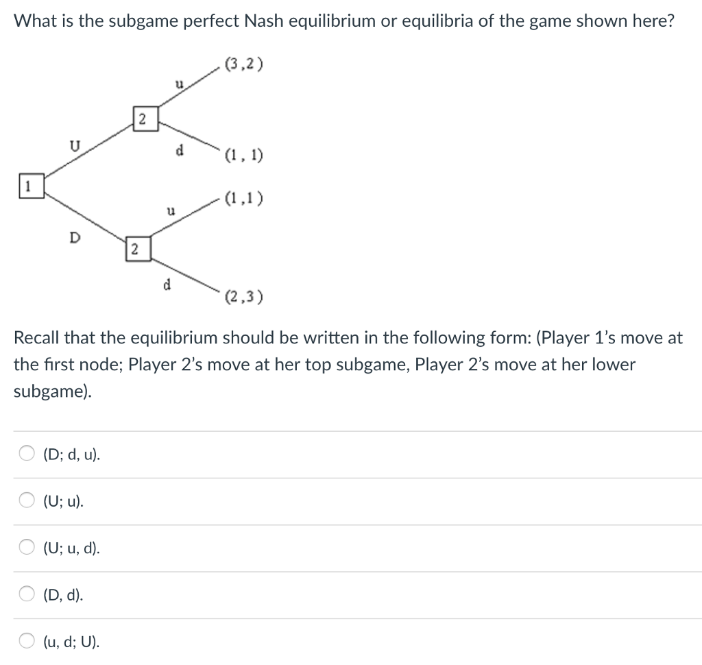 What is the subgame perfect Nash equilibrium or | Chegg.com