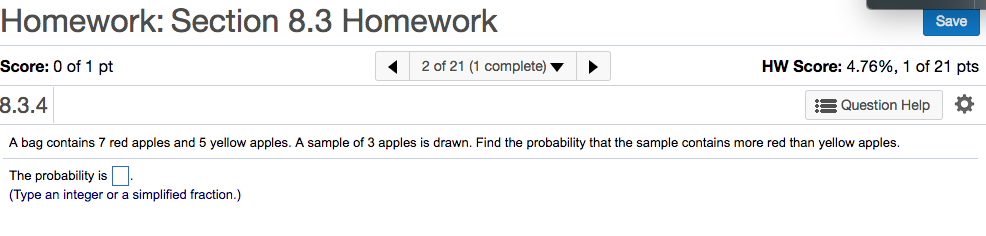 Solved Homework Section 7 4 Homework Save Score 0 Of 1 Pt
