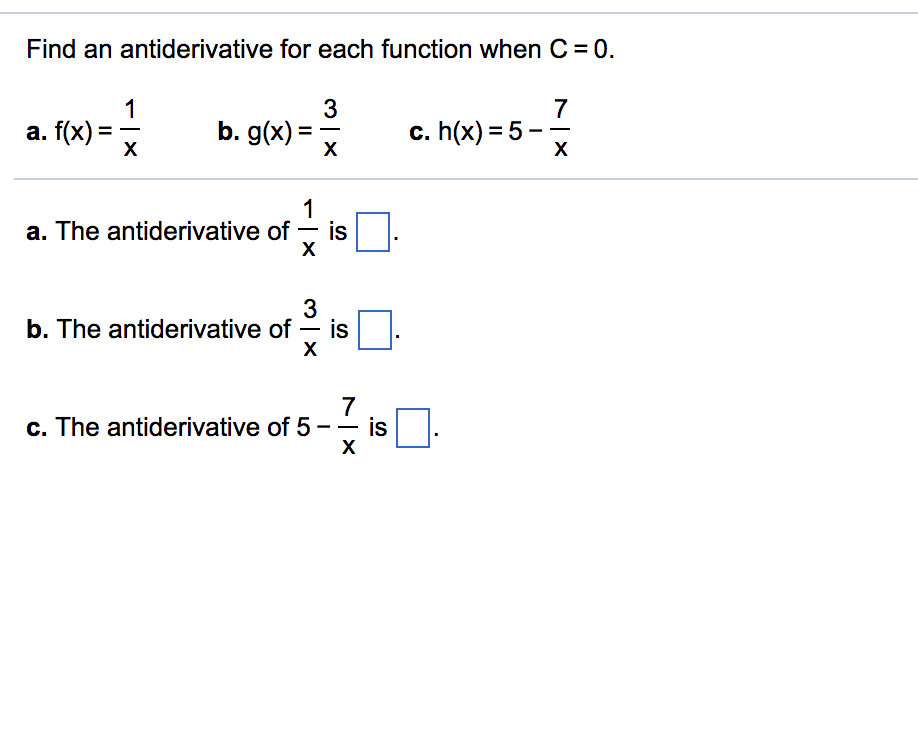 Solved Find an antiderivative for each function when C=0. 3 | Chegg.com