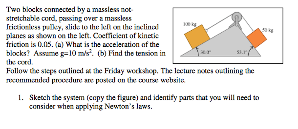 Solved Two blocks connected by a massless not-stretchable | Chegg.com