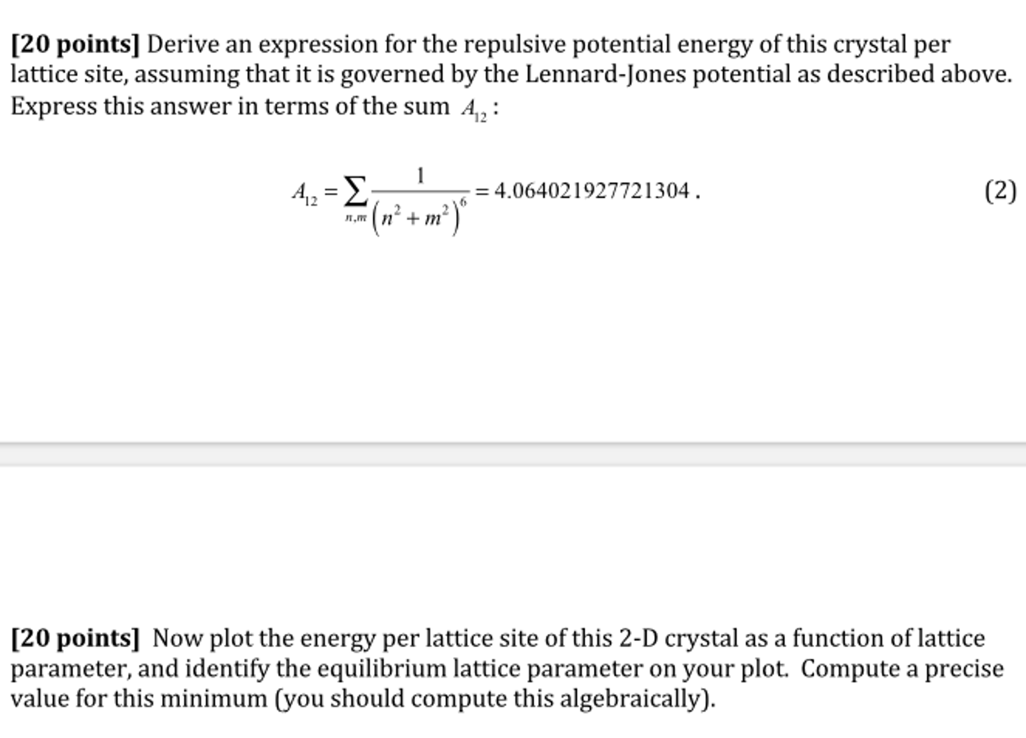 Derive an expression for the repulsive potential | Chegg.com