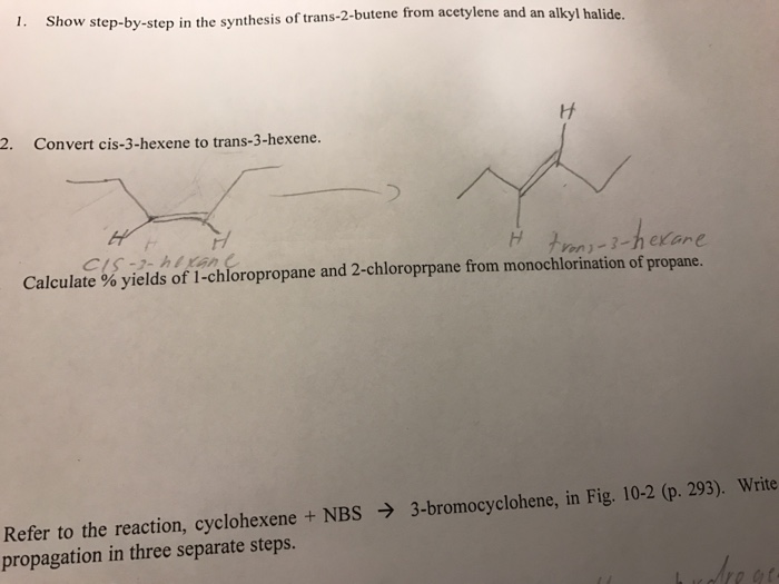 Solved Show step-by-step in the synthesis of trans-2-butene | Chegg.com