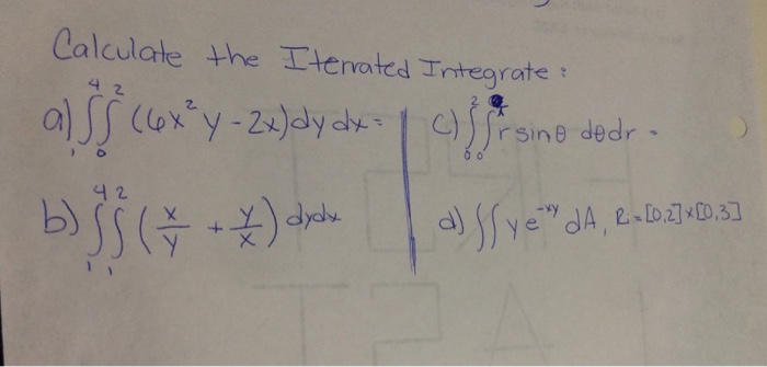 Solved Compute the iterated integrate: | Chegg.com
